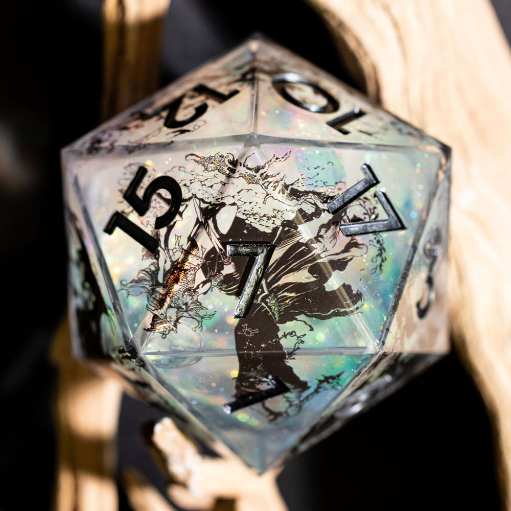 Frazetta x Dispel "Grey Wizard" 95mm Iconic Liquid Core D20 | Dispel Dice®