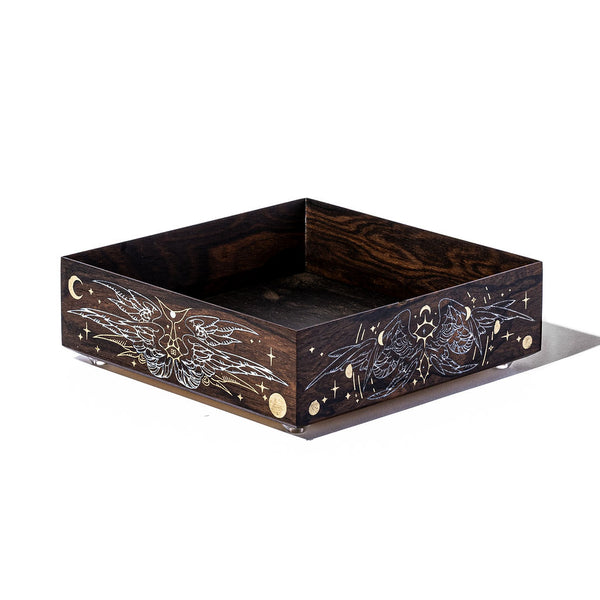 Dispel Dice x Laserox "Be Not Afraid" Dice Tray in Zircote Wood