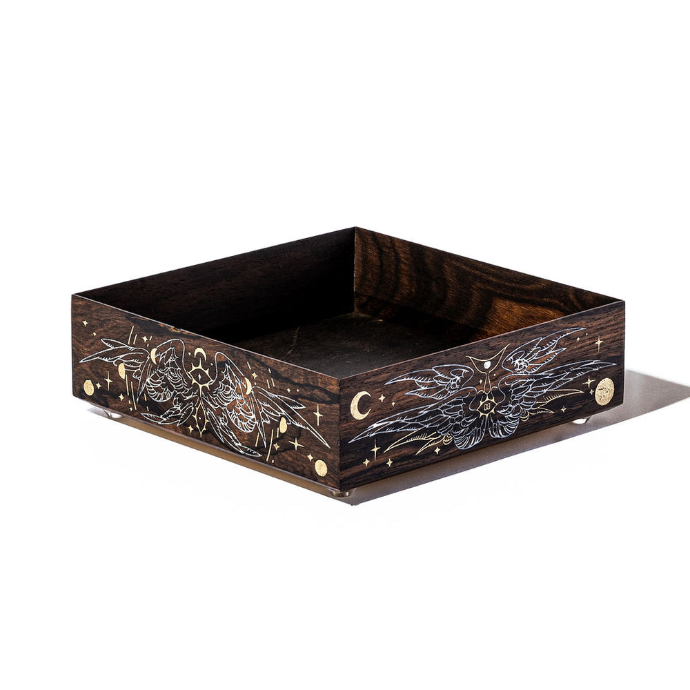 Dispel Dice x Laserox "Be Not Afraid" Dice Tray in Zircote Wood