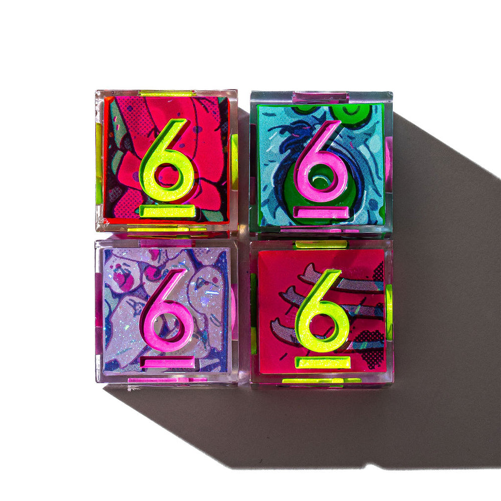 Fluorescent Flesh 4-Piece Iconic D6 Dice Set | Dispel Dice®