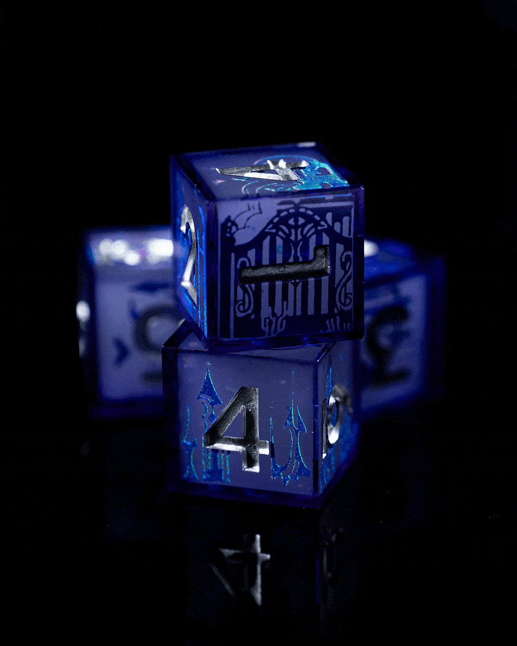 Haunted Landscapes 4-Piece Glow in the Dark Iconic D6 Dice Set